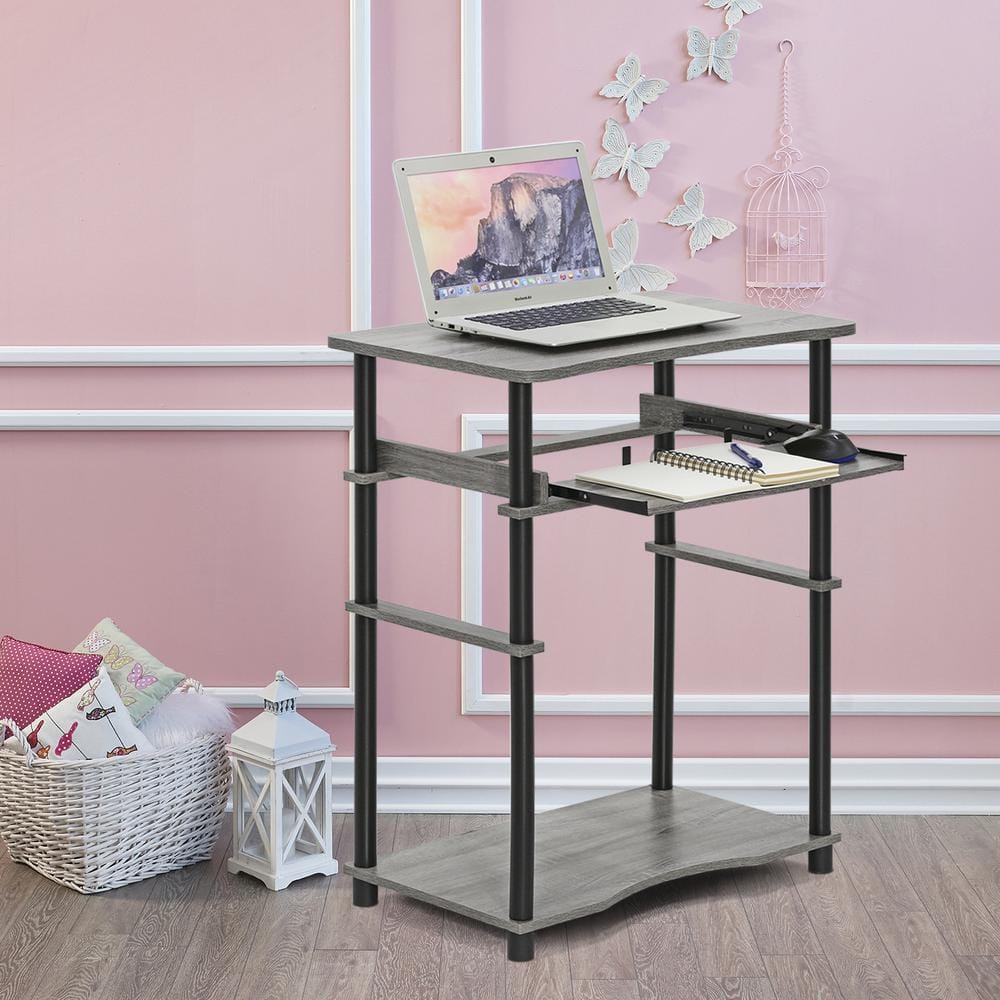 Furinno 24 in. Rectangular Oak Gary Computer Desk with Keyboard Tray ...