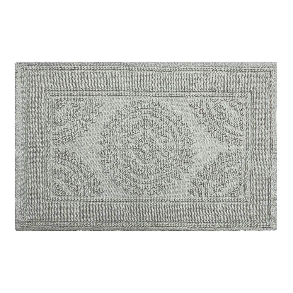 Jean Pierre Cotton Stonewash Medallion 17 in. x 24 in. Bath Rug in Gray ...
