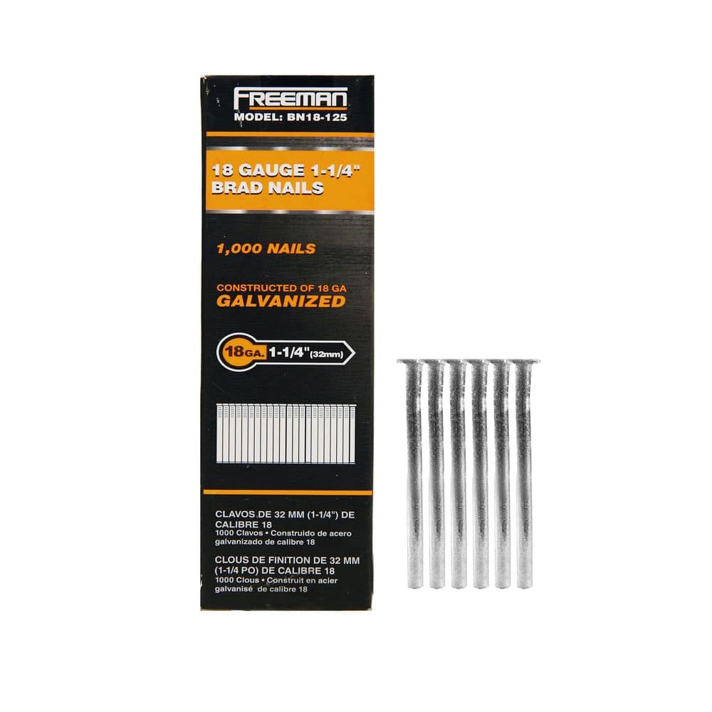 Freeman 18-Gauge 1-1/4 in. Glue Collated Electrogalvanized Brad Nails ...