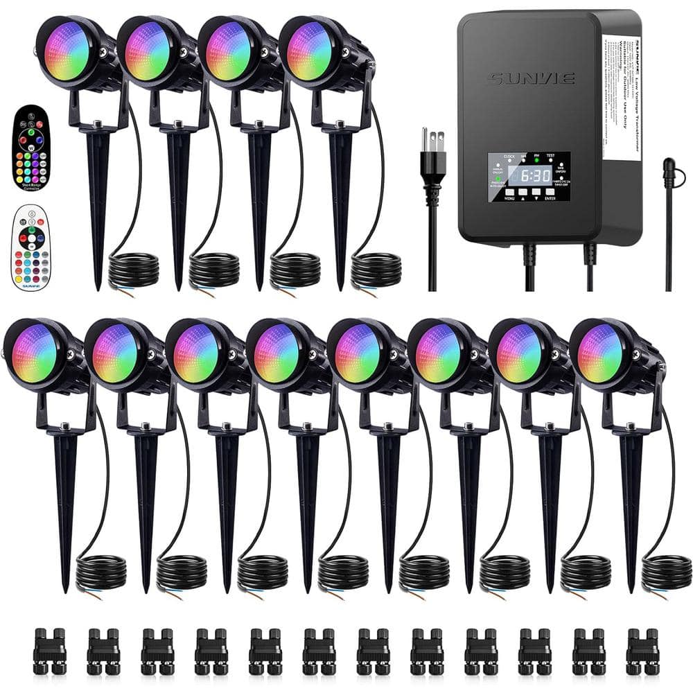Lukyamzn 400 Lumens Black Low Voltage Plug-in Spotlight with RGBW Color ...