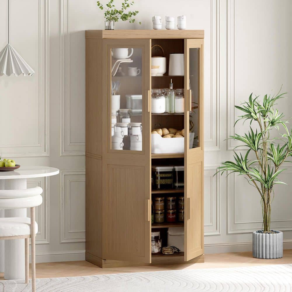 Dovelina Natural Solid Wood 31 in. W Dining Room Sideboard Pantry ...