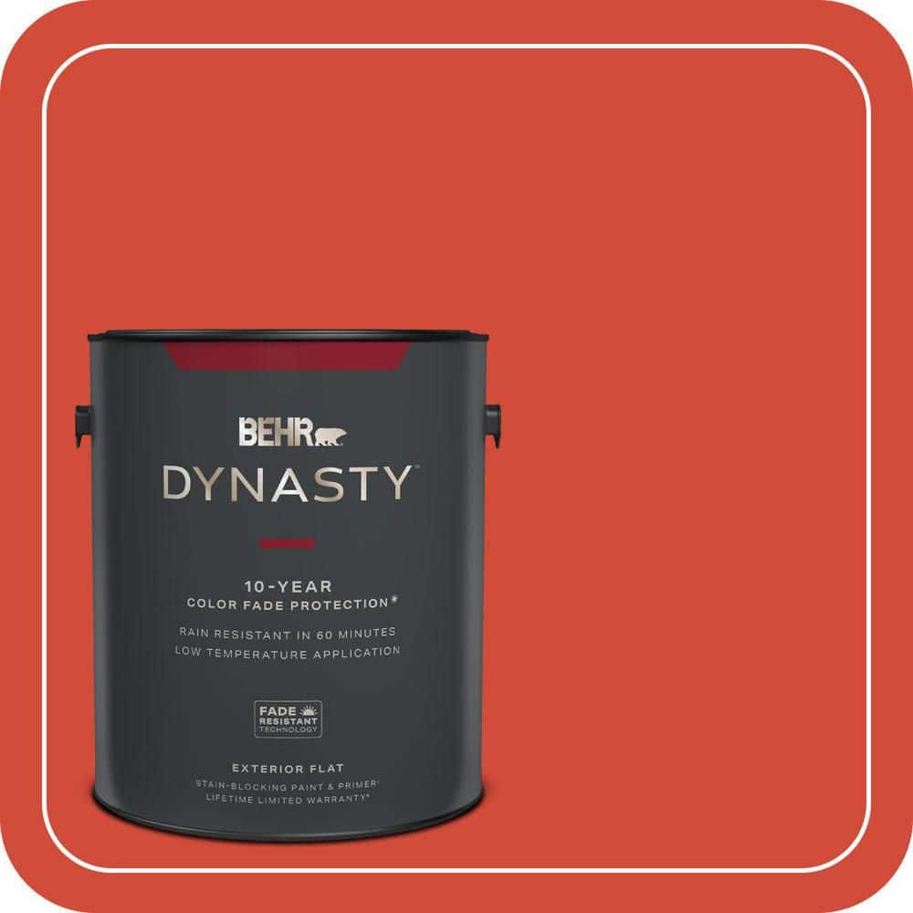 BEHR DYNASTY 1 gal. #S-G-190 Red Hot Flat Exterior Stain-Blocking Paint ...