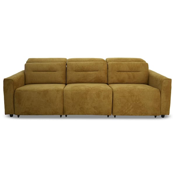 Ashcroft Furniture Co Emporia 107 in. Square Arm Gold Fabric Rectangle ...