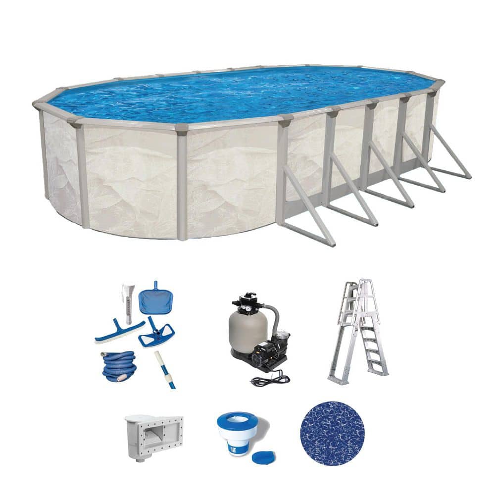AQUARIAN Independence 12 ft. x 24 ft. Oval 52 in. Deep Hard Sided Above ...