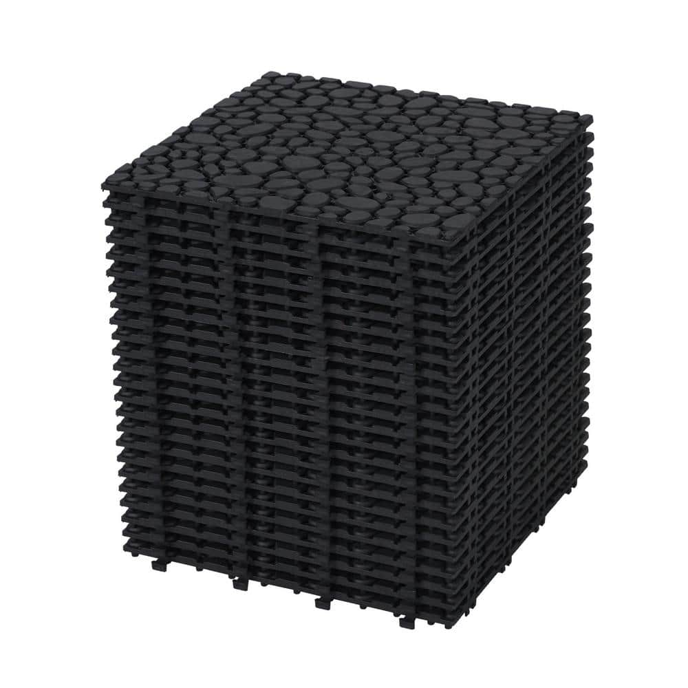 cadeninc Black 12 in. x 12 in. x 0.56 in. Thick Plastic Interlocking ...