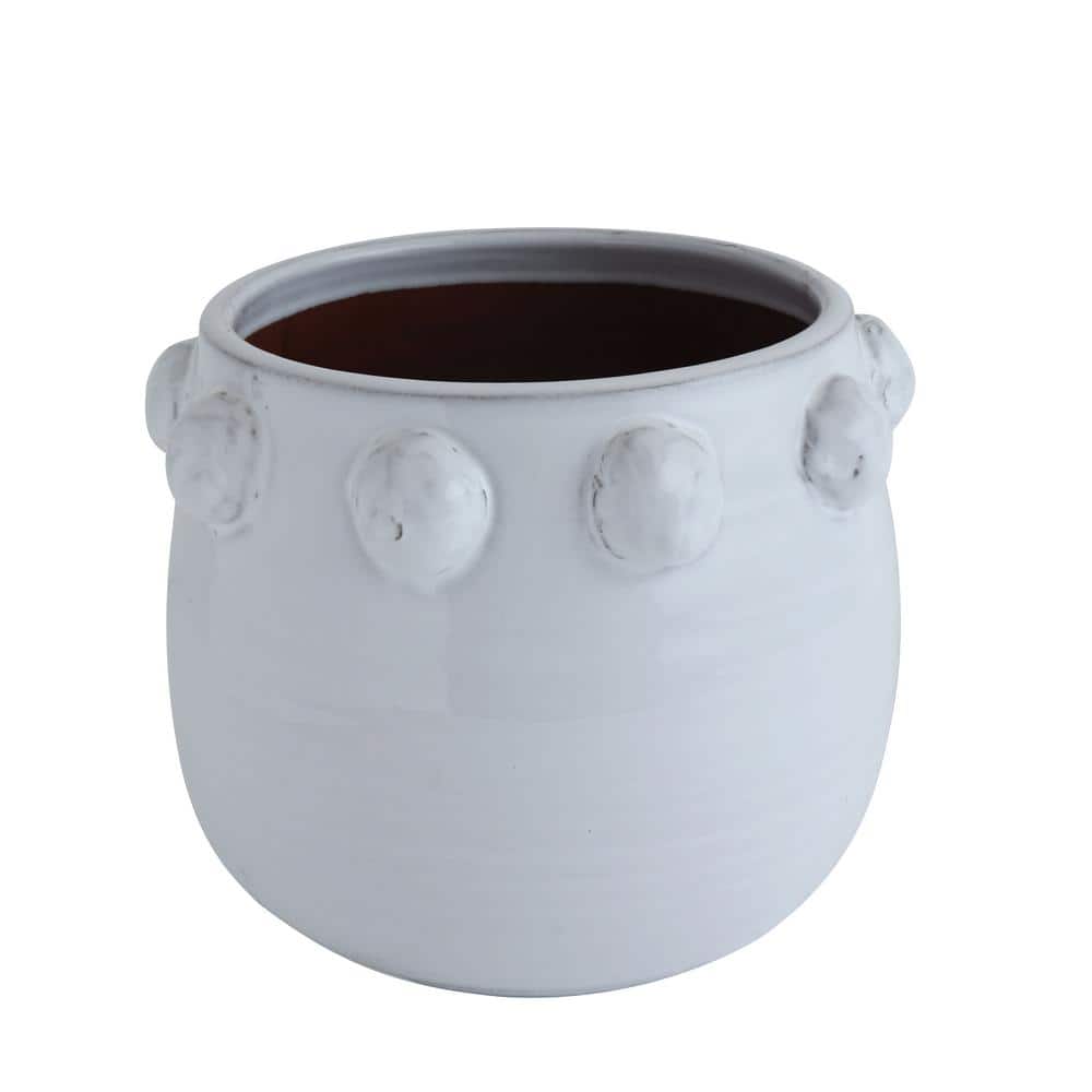 Storied Home 10.5 in. L x 10.5 in. W x 9 in. H Smooth White Clay ...