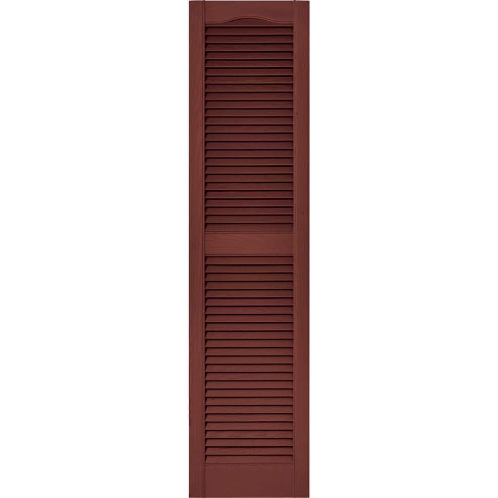 Builders Edge 14.5 in. x 60 in. Louvered Vinyl Exterior Shutters Pair ...