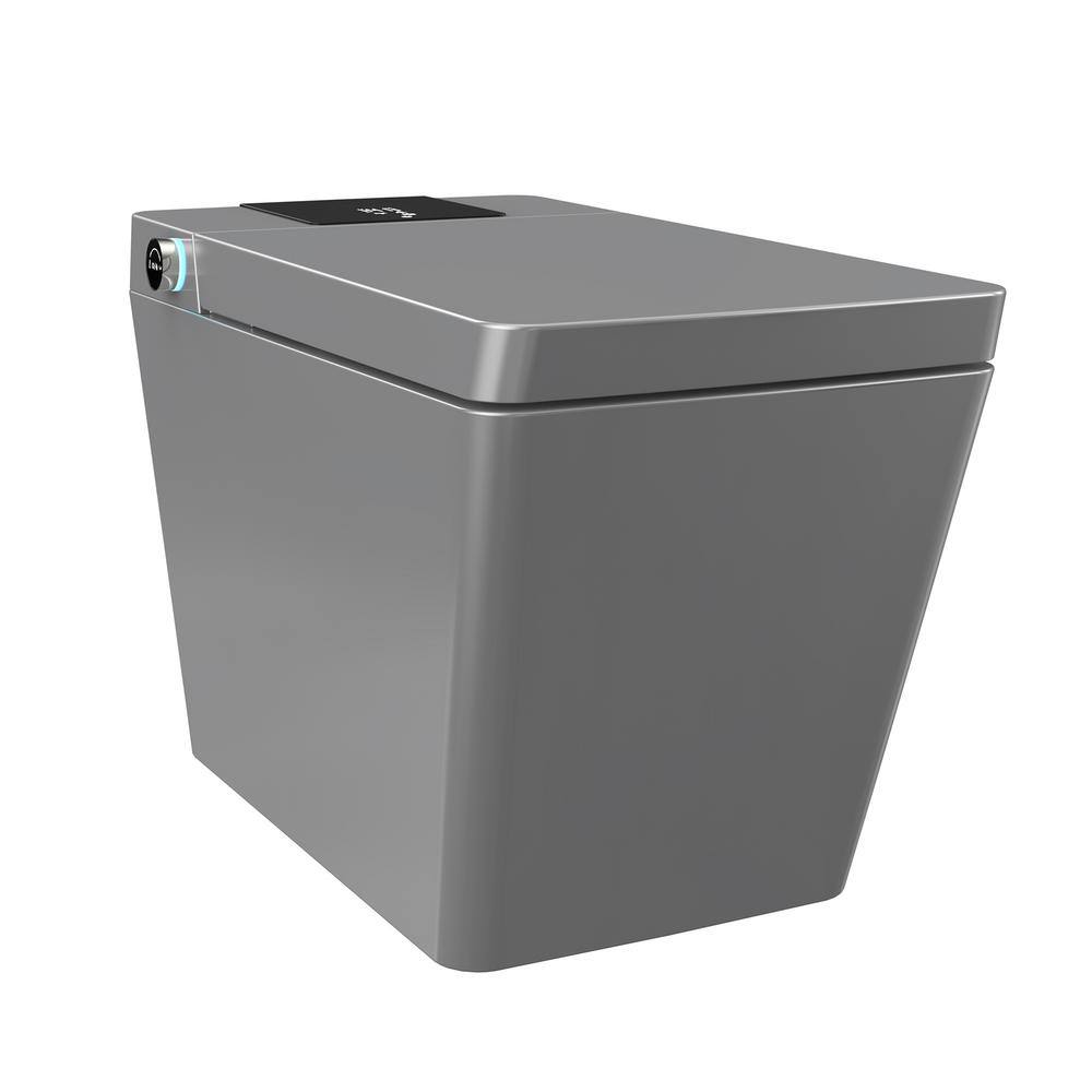 MEDUNJESS Elongated Smart Bidet Toilet 0.8/1.2 GPF in Matte Gray with ...