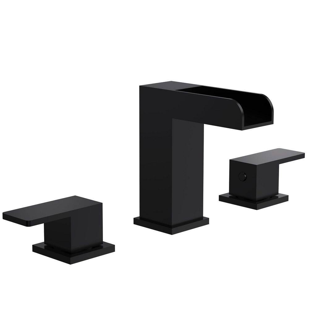 EVERSTEIN Waterfall Open Spout 8 in. Widespread 2-Handle Bathroom Sink ...