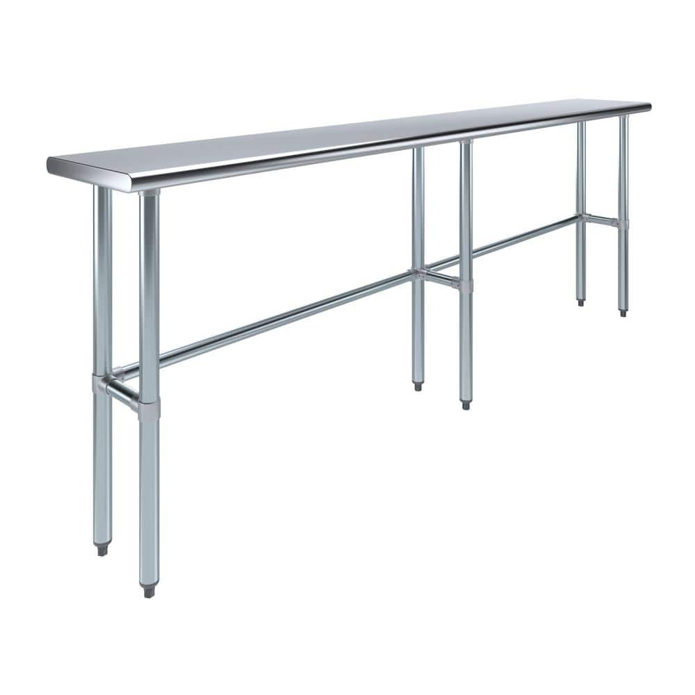 AMGOOD 14 in. x 96 in. Stainless Steel Open Base Kitchen Utility Table ...