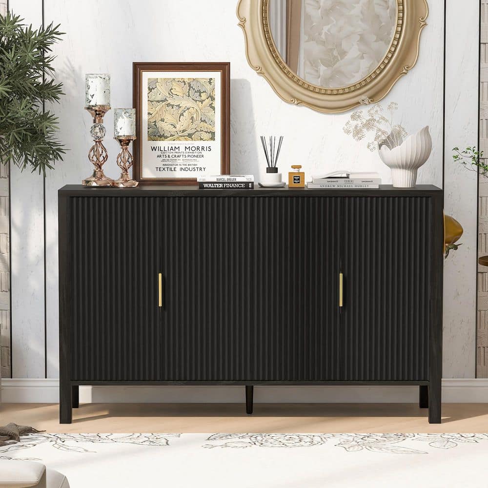 Harper & Bright Designs Black Modern 57.5 in. MDF Buffet Sideboard with ...