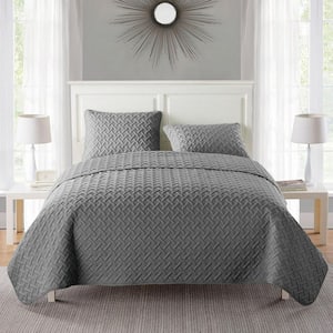 VCNY Home Nina Embossed 3 piece Ivory Basketweave Microfiber Full/Queen ...