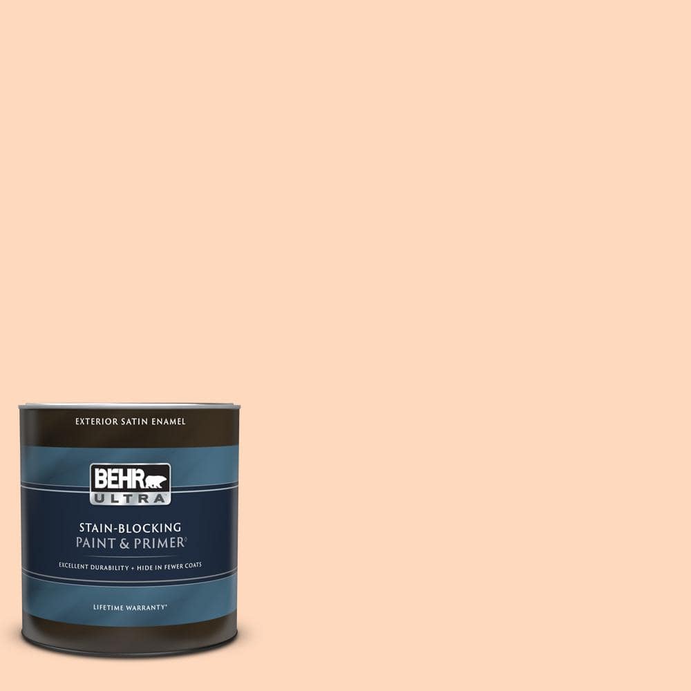 BEHR ULTRA 1 qt. #270C-2 Shrimp Cocktail Satin Enamel Exterior Paint ...