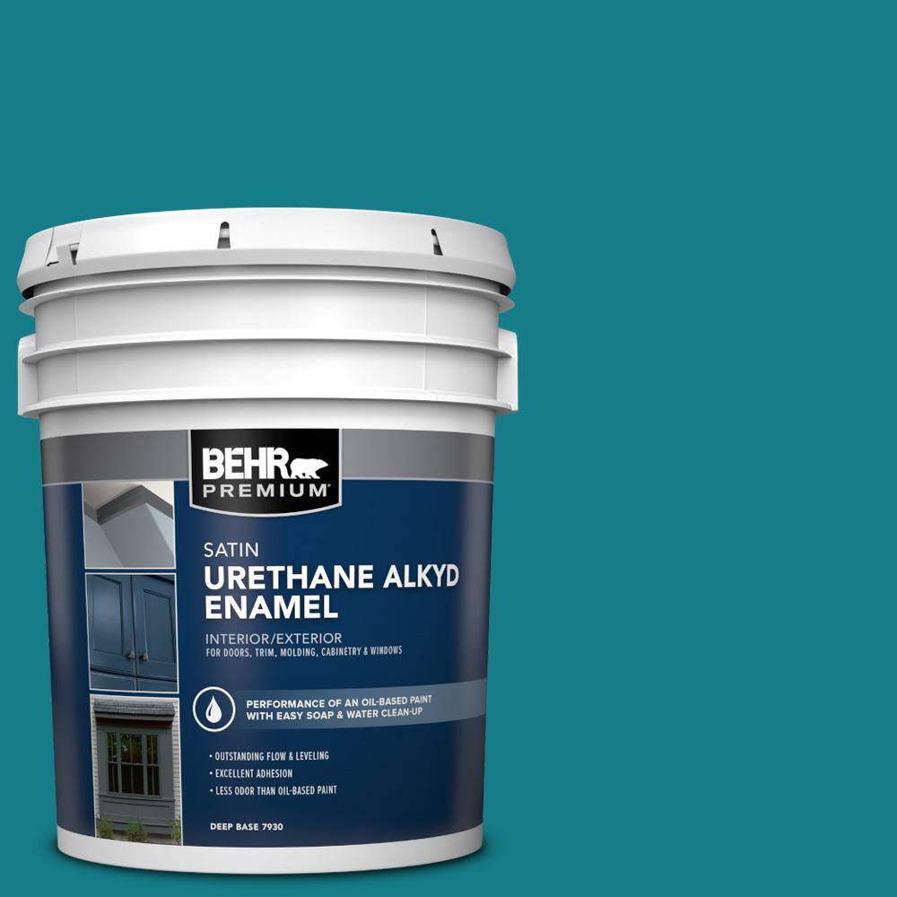 BEHR PREMIUM 5 gal. #PPU13-01 Caribe Urethane Alkyd Satin Enamel ...