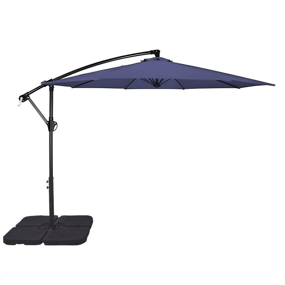 SUNRINX 10 ft. Steel Cantilever Offset Patio Umbrella in Blue with ...