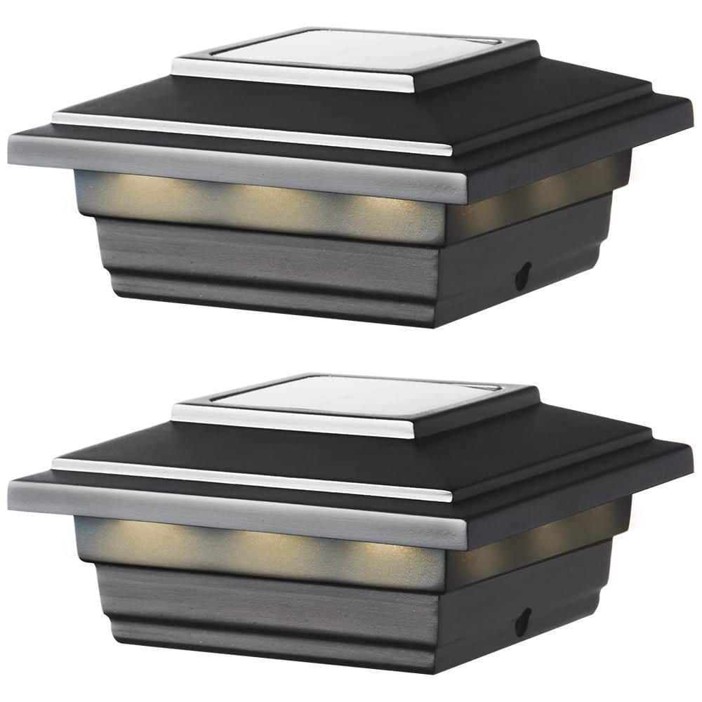 Veranda Solar 4x4 and 6x6 Black Plastic LED Deck Post Cap Light (2-Pack ...