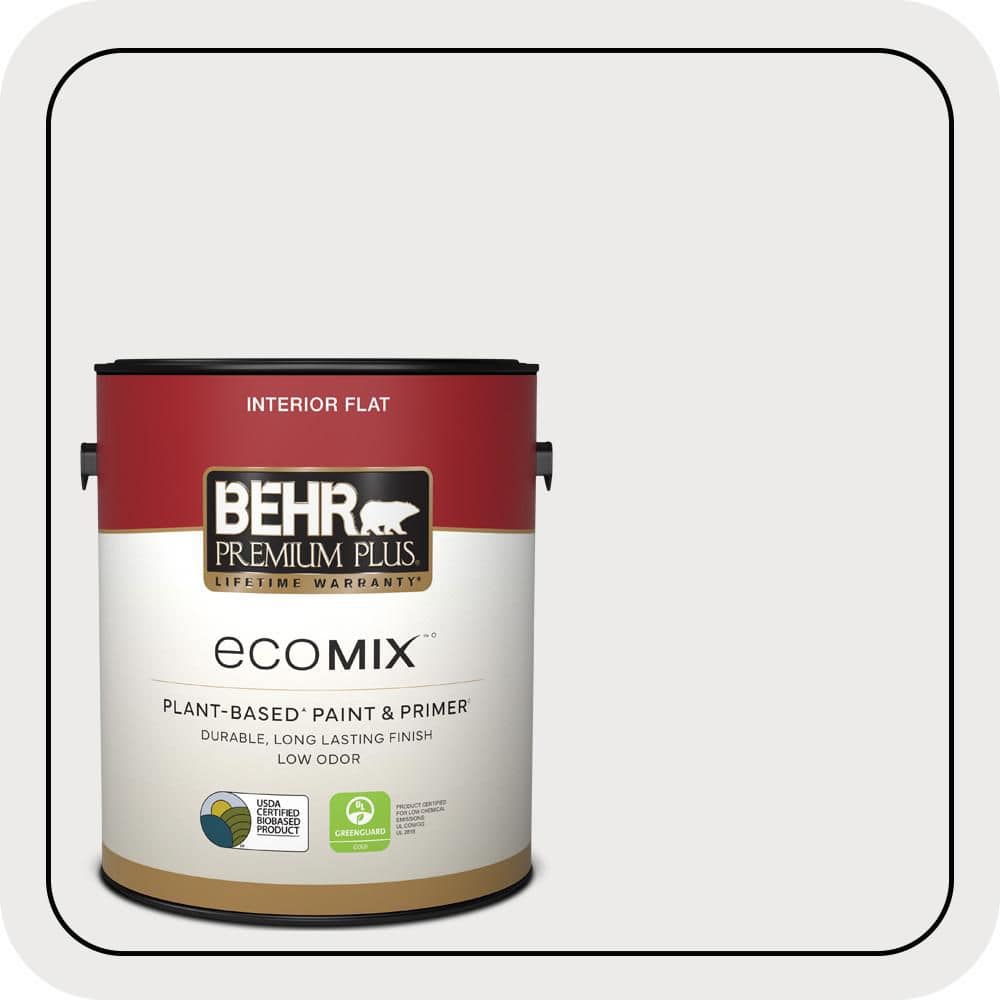 BEHR PREMIUM PLUS 1 gal. #640E-1 Silver Chalice Flat EcoMix Plant-Based ...