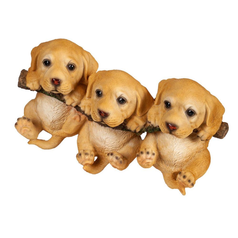 Evergreen 11.6 in. x 6.7 in. Resin 3-Puppies On A Branch Wall Sculpture ...