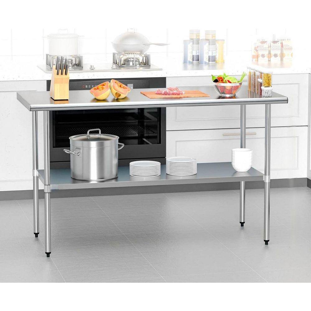 Tileon Stainless Steel Table, Metal Prep Table with Adjustable ...