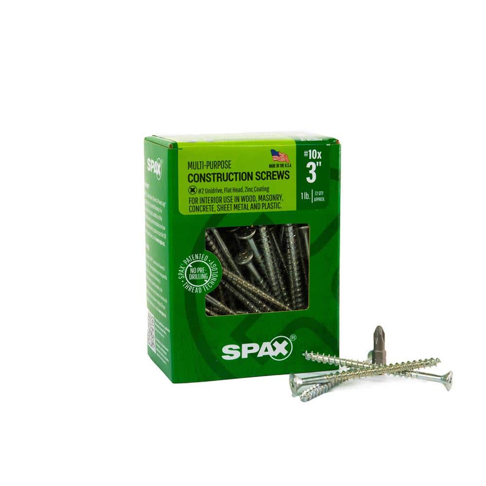 SPAX #10 x 3 in. Interior Flat Head Wood Screws Construction Phillips ...