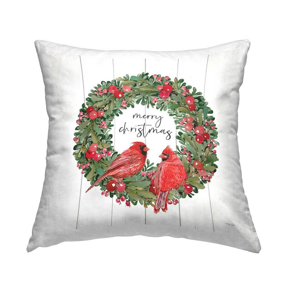 Stupell Industries Merry Christmas Cardinal Wreath Green Print ...