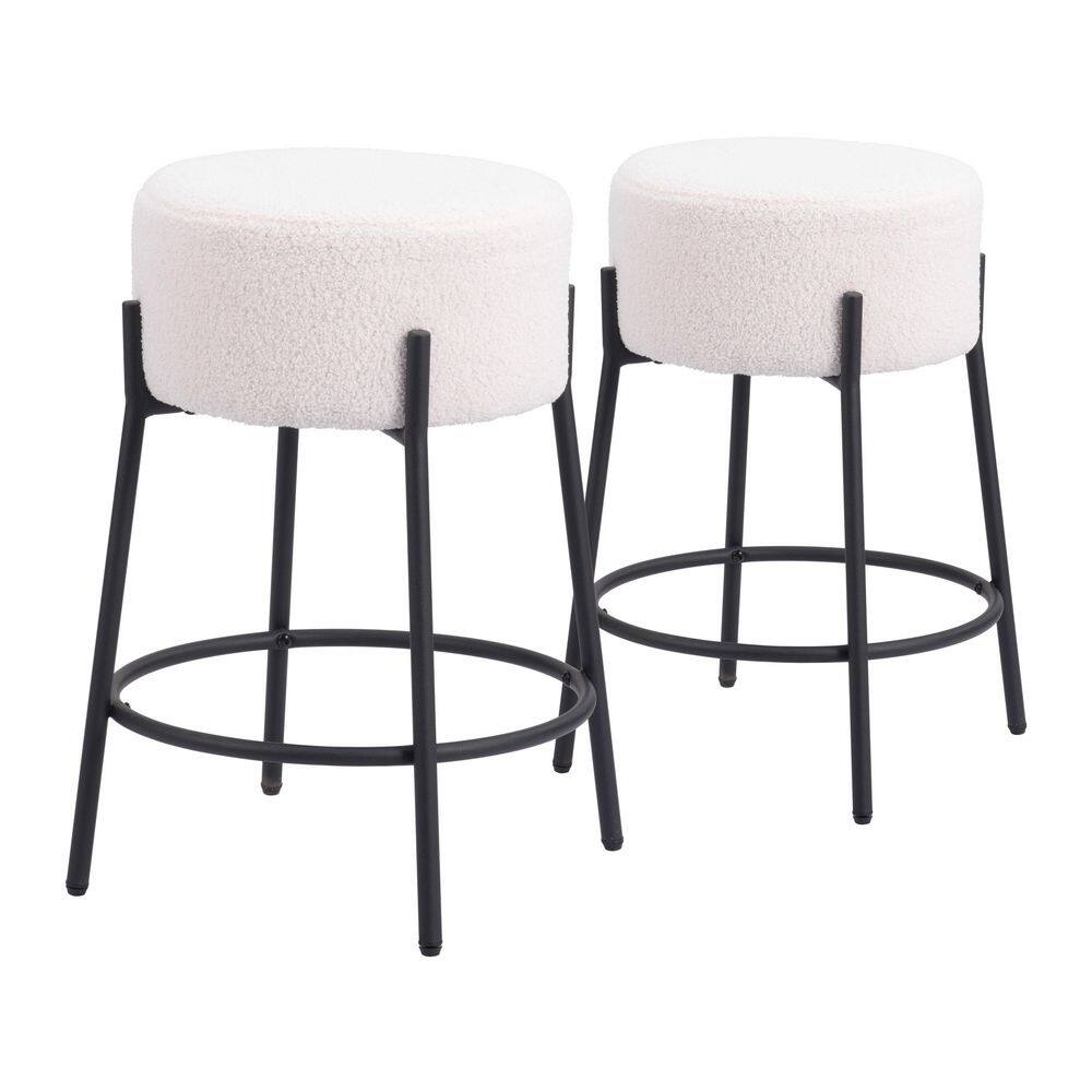 ZUO Blanche 24.2 in. Backless Plywood Frame Counter Stool with 100% ...