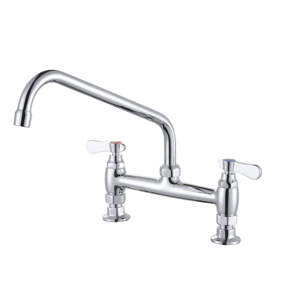 AVITAS Double Handle Deck Mounted Standard Kitchen Faucet, Commercial ...