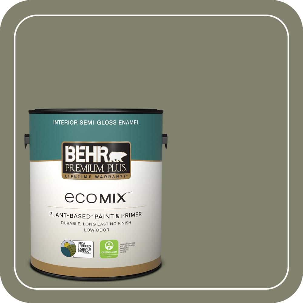 BEHR PREMIUM PLUS 1 gal. #PPU10-18 Lizard Green Semi-Gloss Enamel ...