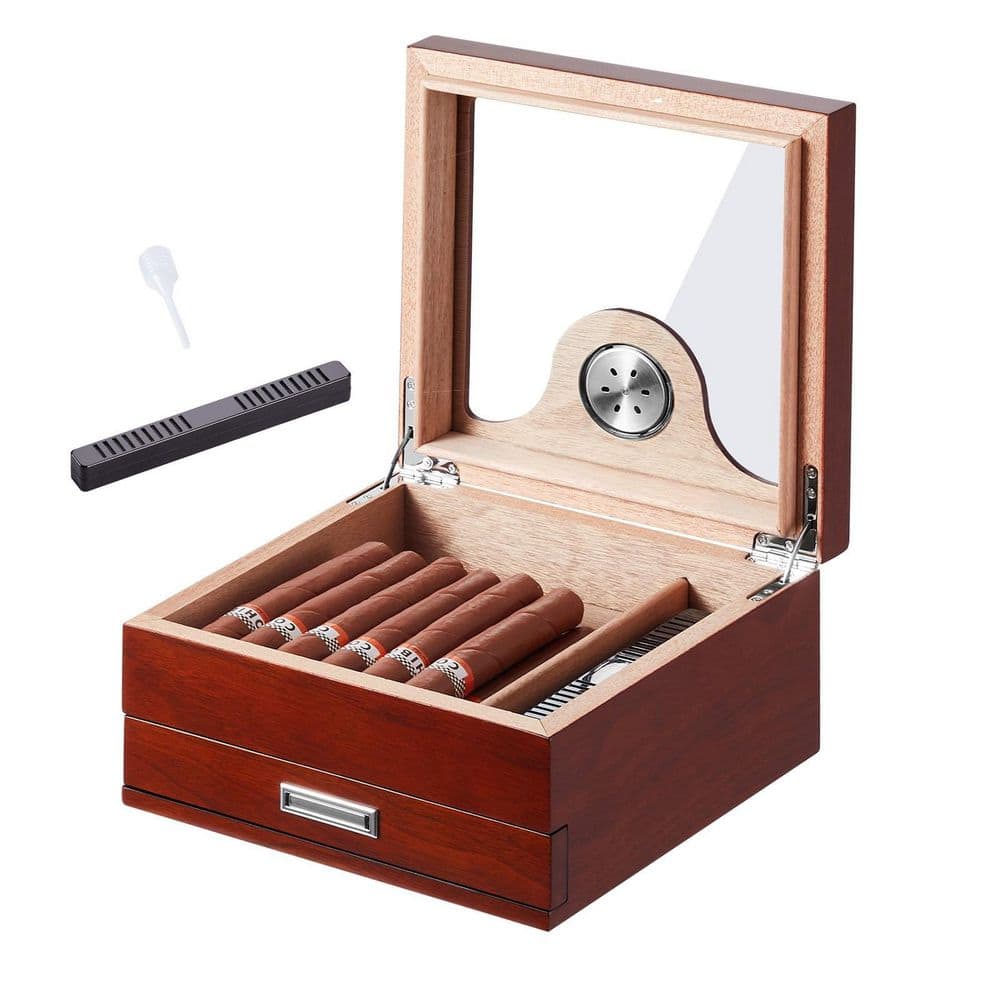 SKYSHALO Cigar Humidor, Glass Top Cigar Humidor Box, Handmade Spanish ...