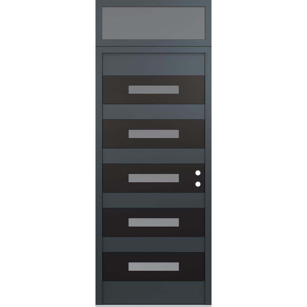 Tessari Doors D9 36 in. x 96 in. Black P Left-Hand/Inswing Frosted ...