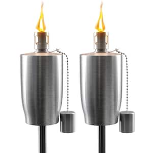 Bamboo Torches Includes Metal Oil Canisters with Covers to Extinguish ...