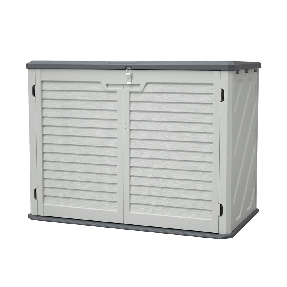 White Outdoor 200 gal. Horizontal Deck Box Large Storage Cabinet ...