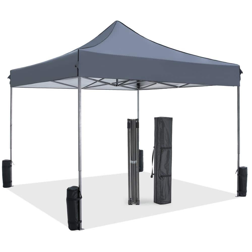 Yangming 10 ft. x 10 ft. Black Straight Leg Pop-Up Canopy Instant ...
