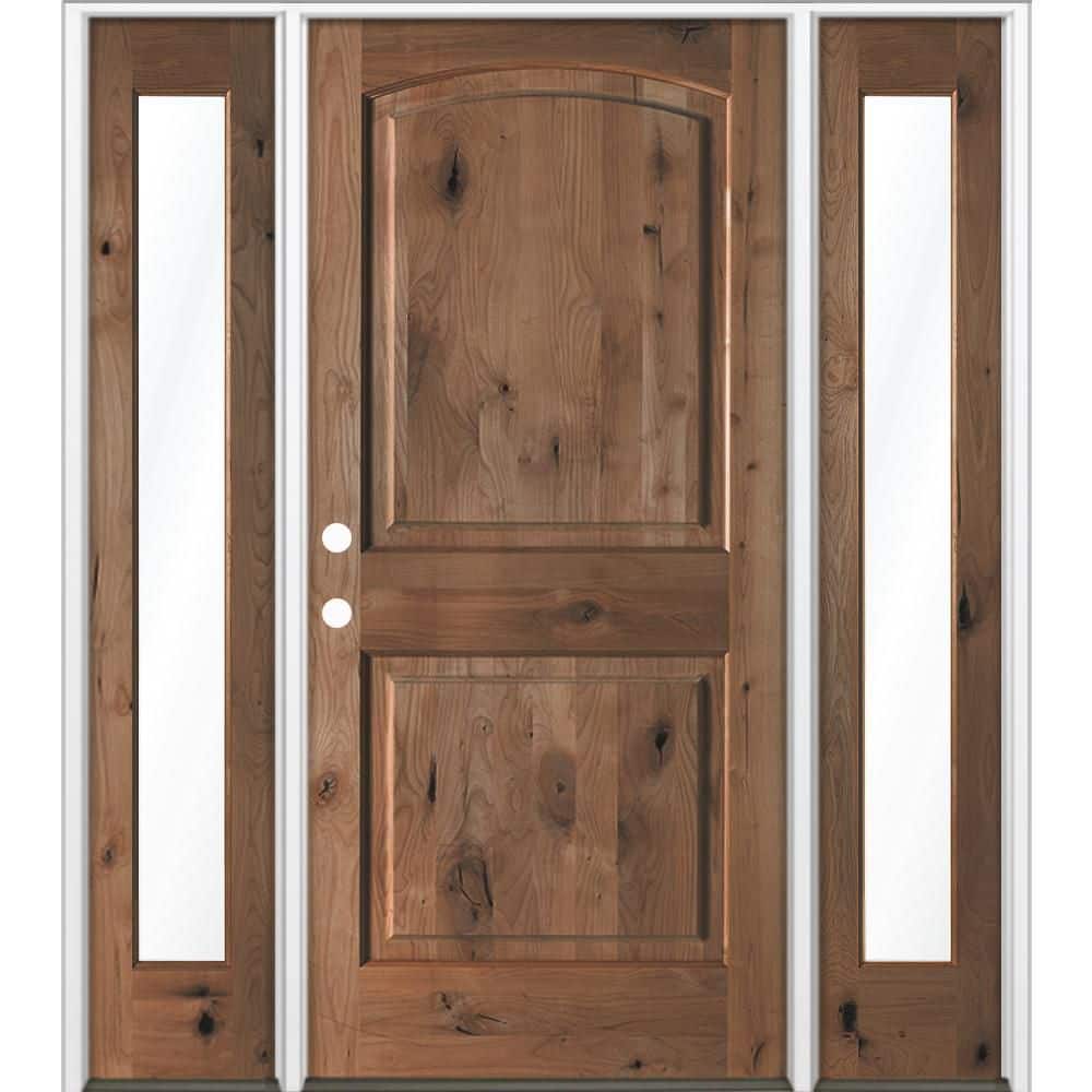 Krosswood Doors 70 x 80 in. Knotty Alder 2 Panel Arch-Top Right-Hand ...