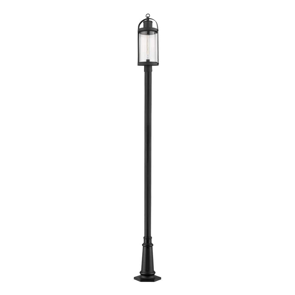 Roundhouse 1-Light Black 118.75 in. Aluminum Hardwired Outdoor Weather ...