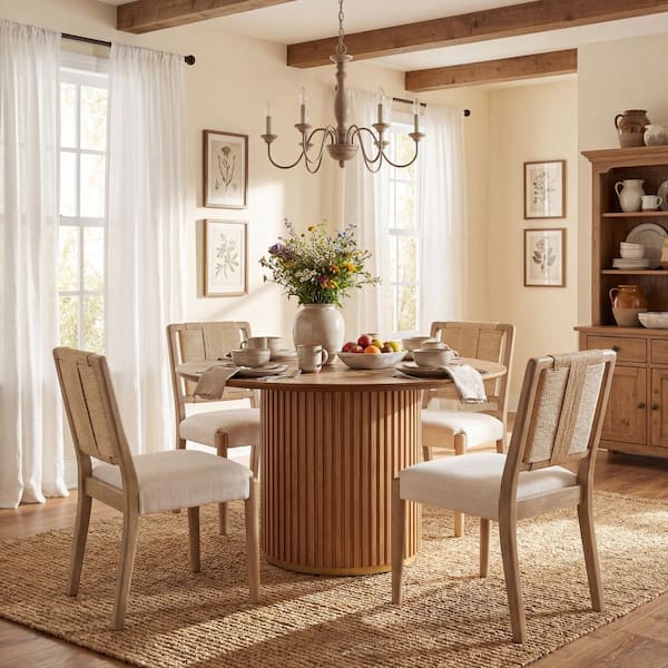 CHRISTOPHER KNIGHT HOME Nerissa 5-Piece Beige+Light Ash Wood Top Dining ...