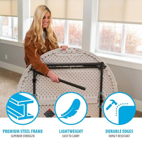 Round Outdoor Table 48-Inch Round Folding Table - Fold-in-Half Design ...