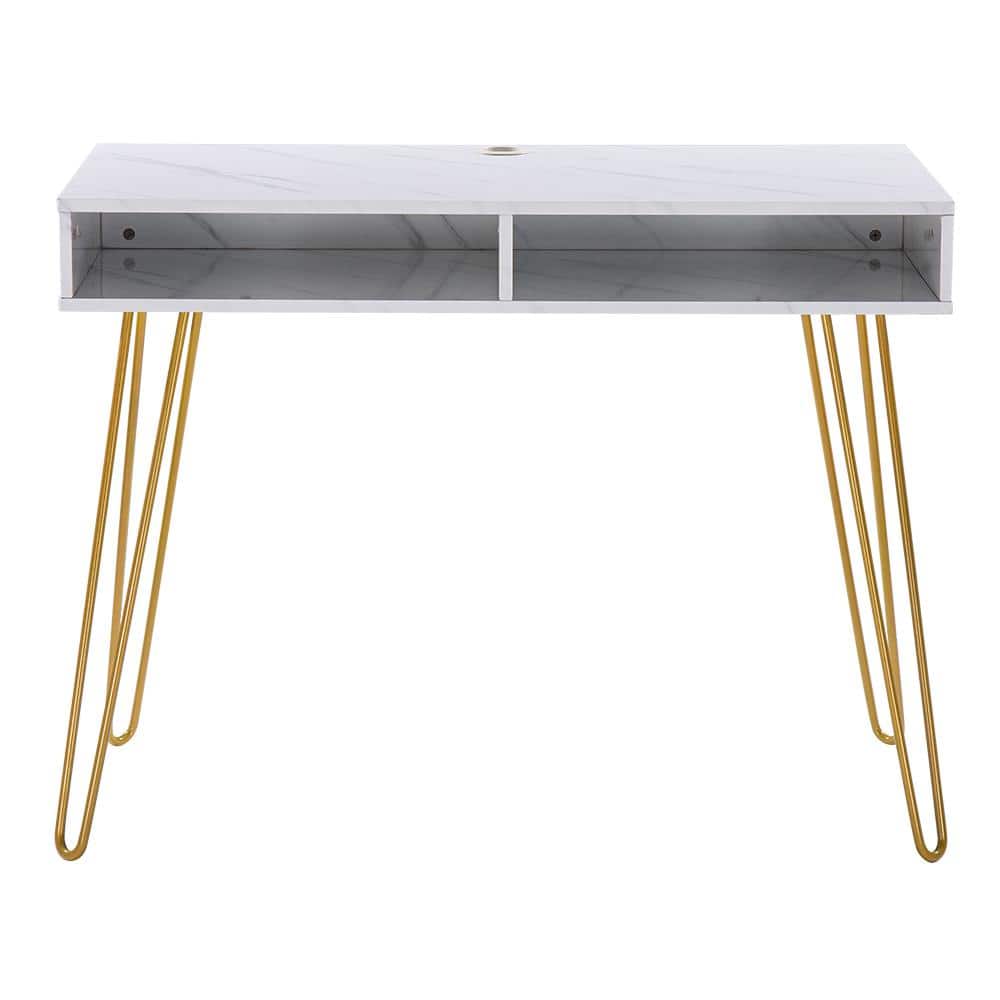 Outopee 40 in. W Retangular White Wood Computer Desk 941228124874 - The ...