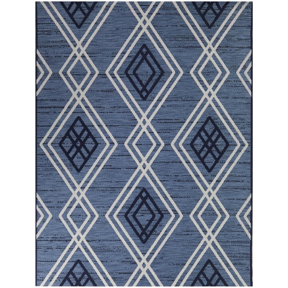 BALTA Cory Blue 7 ft. 10 in. x 10 ft. Trellis Indoor/Outdoor Area Rug ...