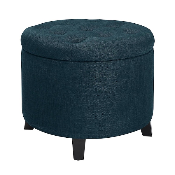 Convenience Concepts Designs4Comfort Dark Blue Fabric Round Storage ...