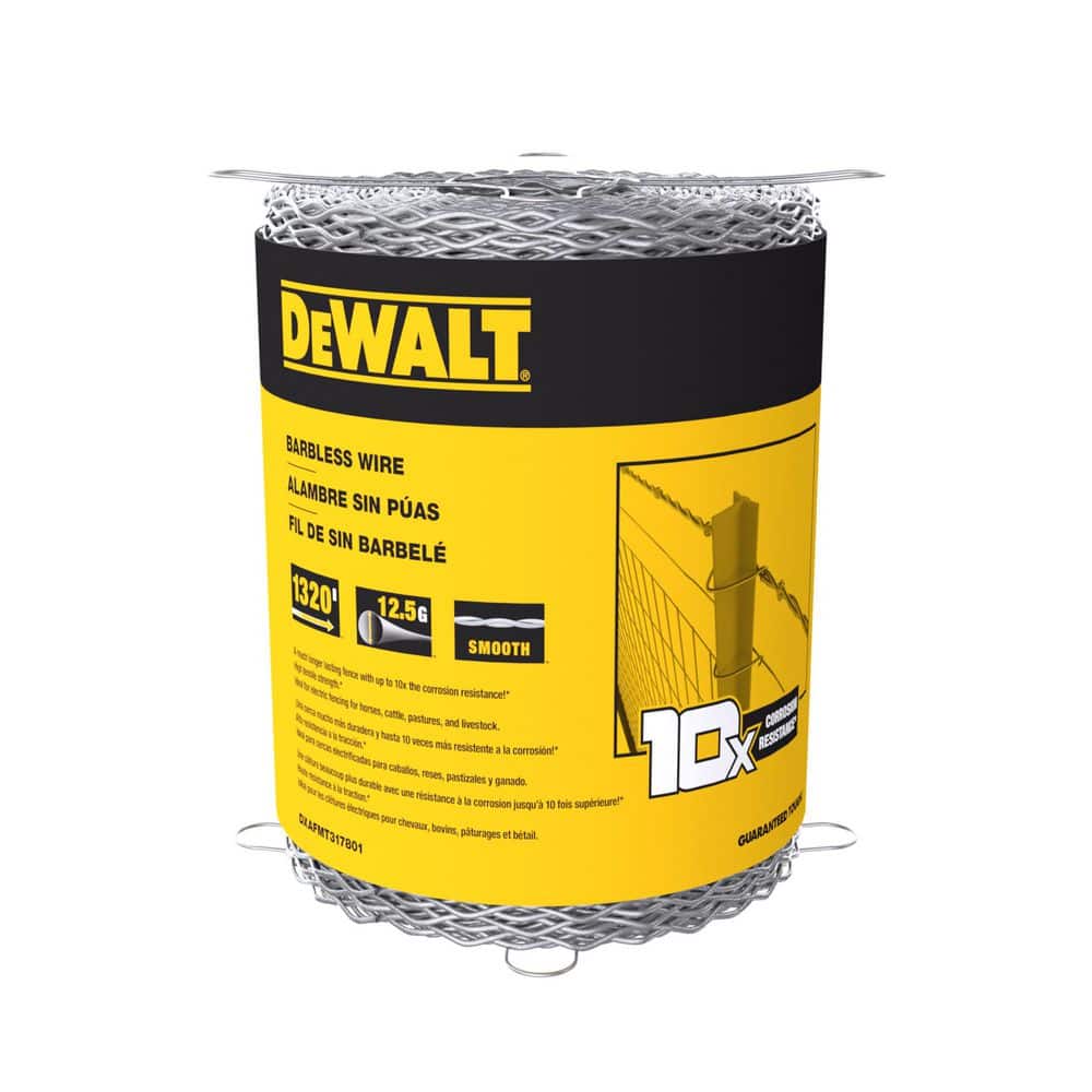 DEWALT 1320 ft. 12-1/2 Gauge Galvanized Steel Barbless Wire ...