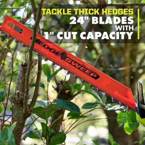 RYOBI 40V 24 in. Cordless Battery Hedge Trimmer with Debris Collector ...