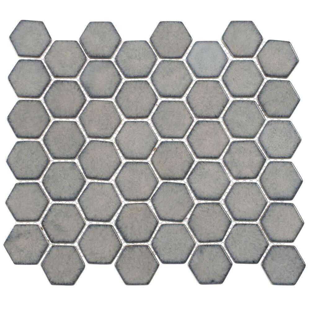 ANDOVA Honoro Hexite Soho Dark Gray Glossy 12-3/4 in. x 11 in. Hexagon ...