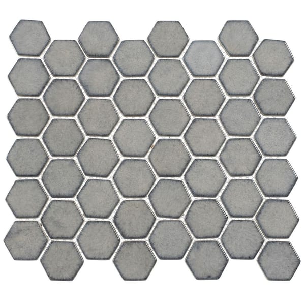 ANDOVA Honoro Hexite Soho Dark Gray Glossy 4.5 in. x 8.25 in. Hexagon ...