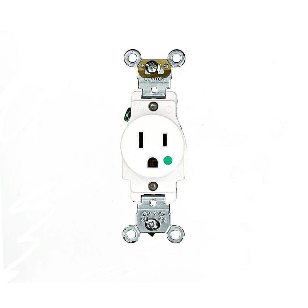 Leviton 15 Amp 125 V Hospital Grade Single Outlet/Receptacle, White (1 ...