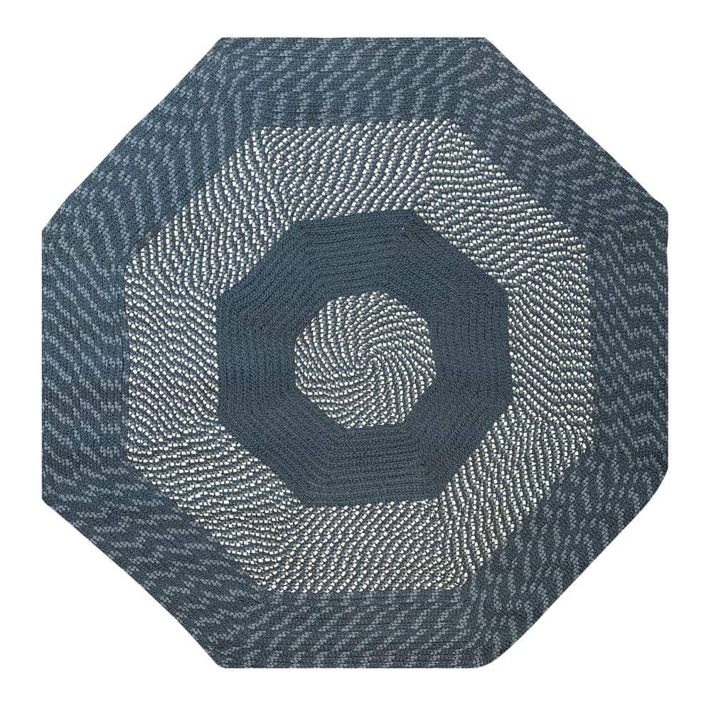 Better Trends Newport Braid Collection Slate Blue 48" Octagonal 100% ...