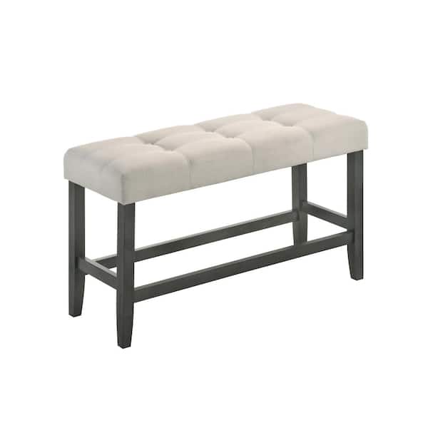 Best Quality Furniture Raul Light Gray Dining Bench No Back 15 in. 15 ...