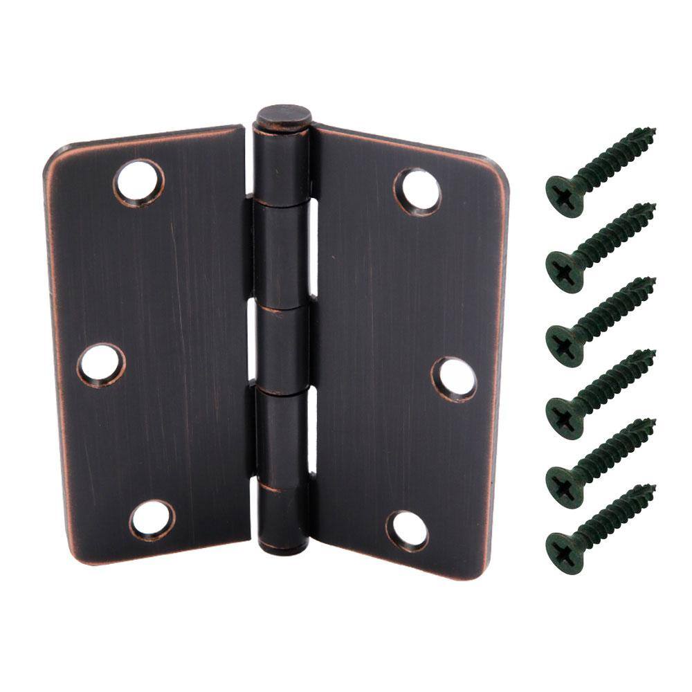 Everbilt 3-1/2 in. x 1/4 in. Radius Oil-Rubbed Bronze Squeak-Free Door ...