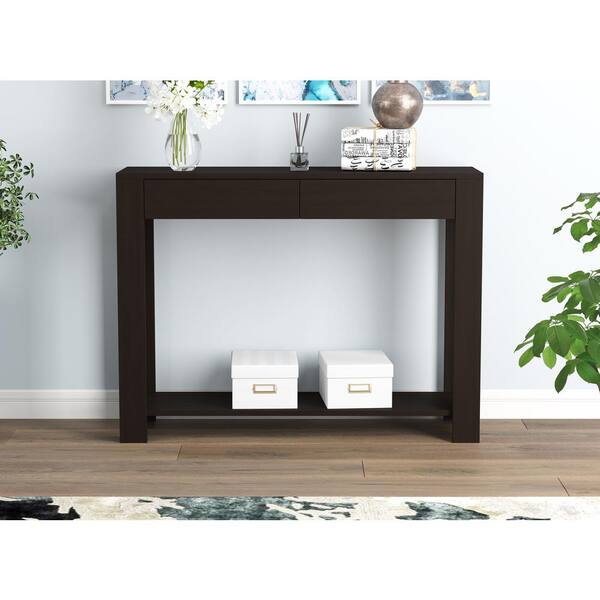 Safdie Co. 40 L 2 Drawers 1 Shelf Console Table in Cappuccino