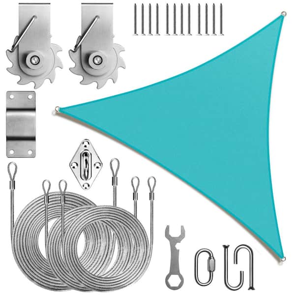 14 ft. x 14 ft. x 14 ft. Triangle Sun Shade Sail with Hardware TAWAL ...